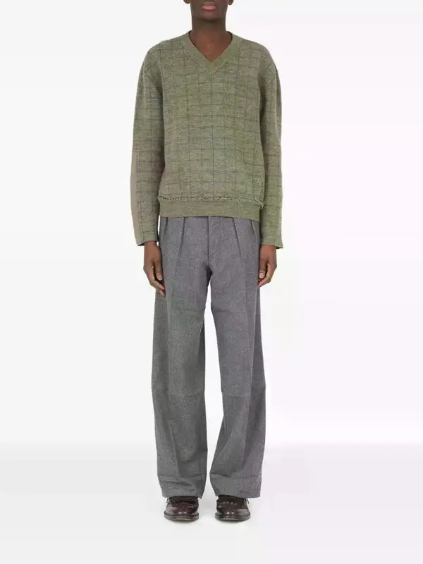 MAISON MARGIELA V-neck Grid-pattern Sweater