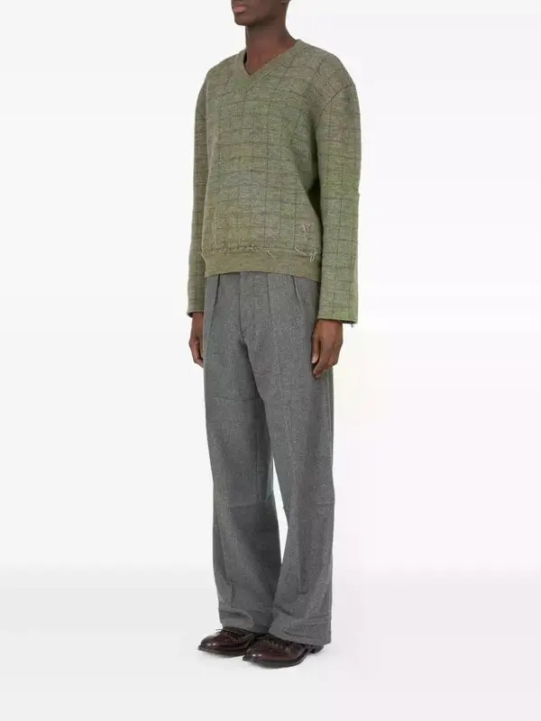 MAISON MARGIELA V-neck Grid-pattern Sweater