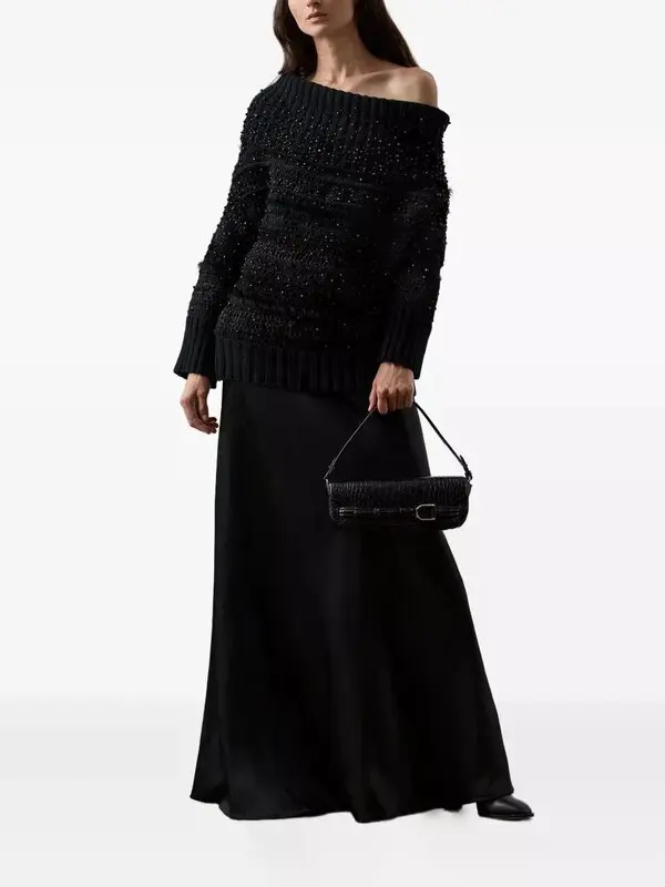 Ralph Lauren Embellished Off-shoulder Sweater