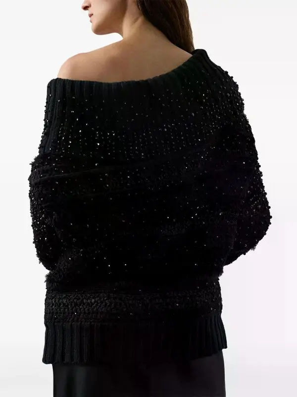 Ralph Lauren Embellished Off-shoulder Sweater