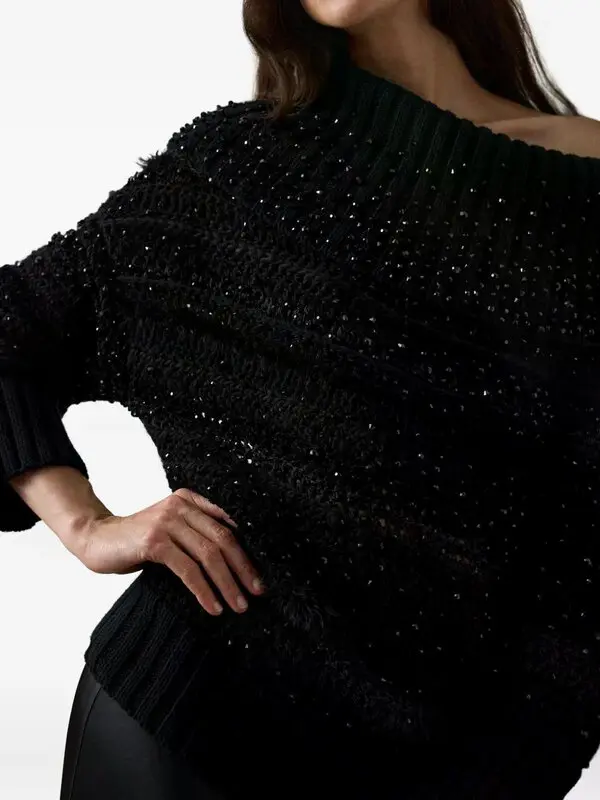 Ralph Lauren Embellished Off-shoulder Sweater