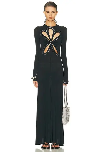 Rabanne Flower Cut Out Long Dress