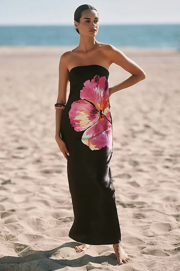 L*Space Strapless Maxi Dress - After Midnight Hibiscus