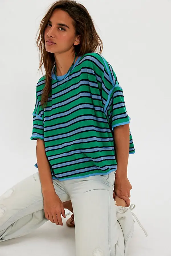 Free People We The Free Clean Rugby Tee - Clover Combo