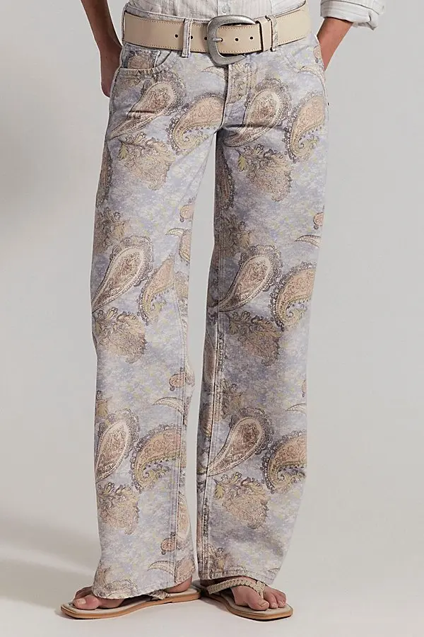 Free People We The Free Tennessee Low-rise Jeans - Limestone Paisley