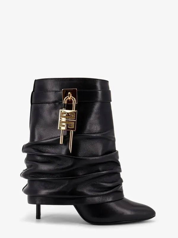 Givenchy Shark Lock Stiletto Leather Ankle Boots - Black