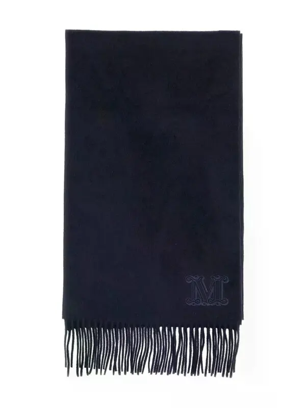 Max Mara Monogram-embroidered Fringed Scarf