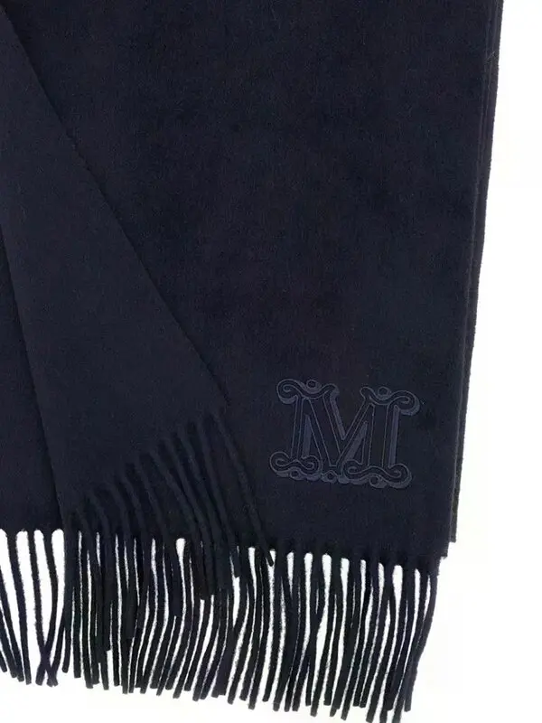 Max Mara Monogram-embroidered Fringed Scarf