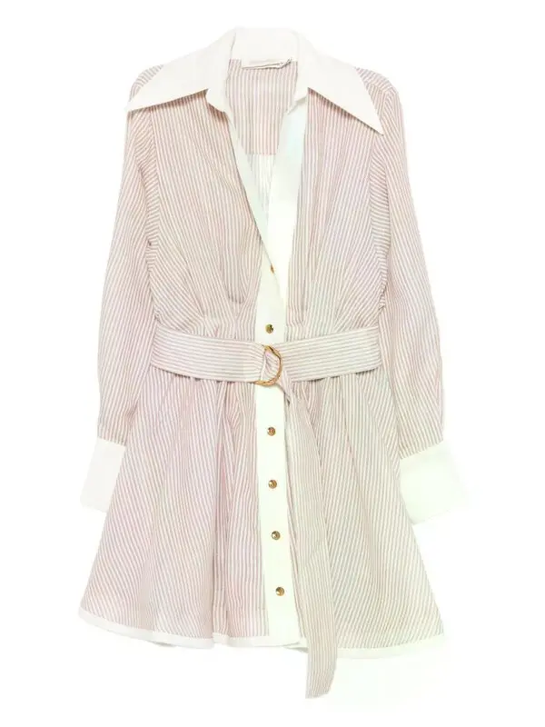 Zimmermann Hypnotic Tuck Belted Mini Shirt Dress
