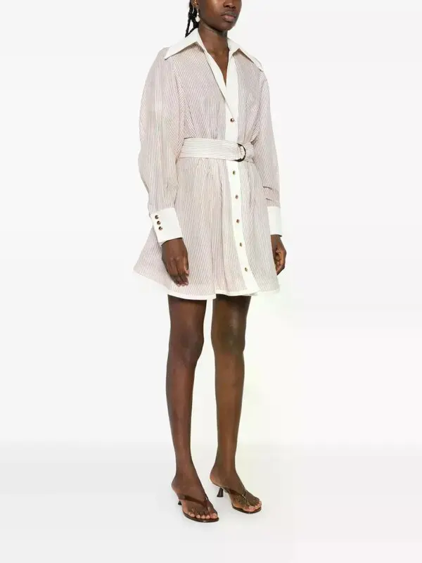 Zimmermann Hypnotic Tuck Belted Mini Shirt Dress