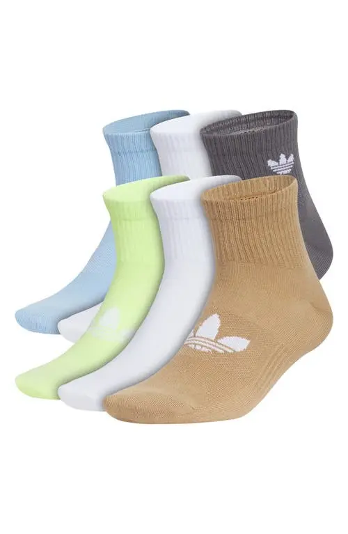 Adidas Superlite Performance Quarter Crew Socks 3 Pack - Ash Blue/white/lime Green