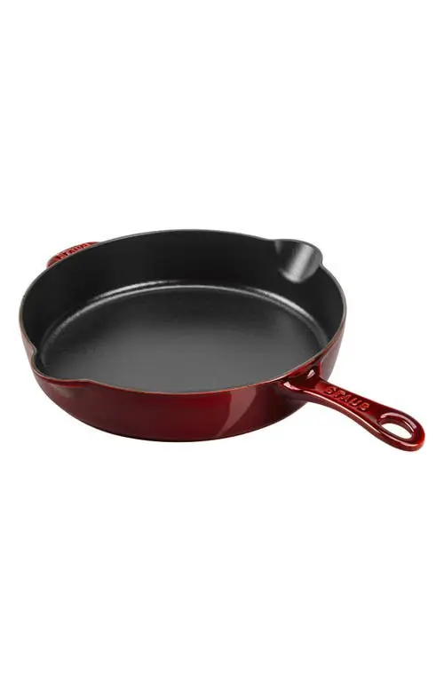 STAUB 11-inch Enameled Cast Iron Traditional Skillet - Grenadine