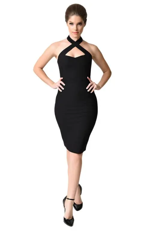 Unique Vintage Penelope Wiggle Dress - Black