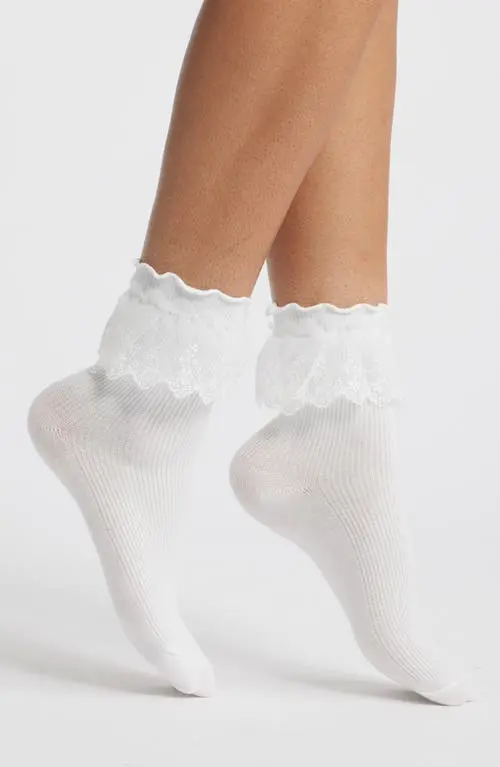 CASA CLARA Portugal Lace Ankle Socks - White