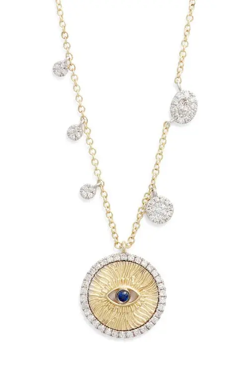 Meira T Diamond & Sapphire Evil Eye Pendant Necklace - Yellow