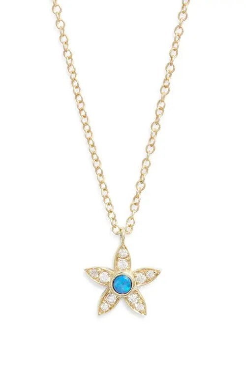 Meira T Opal And Diamond Flower Pendant Necklace - Yellow