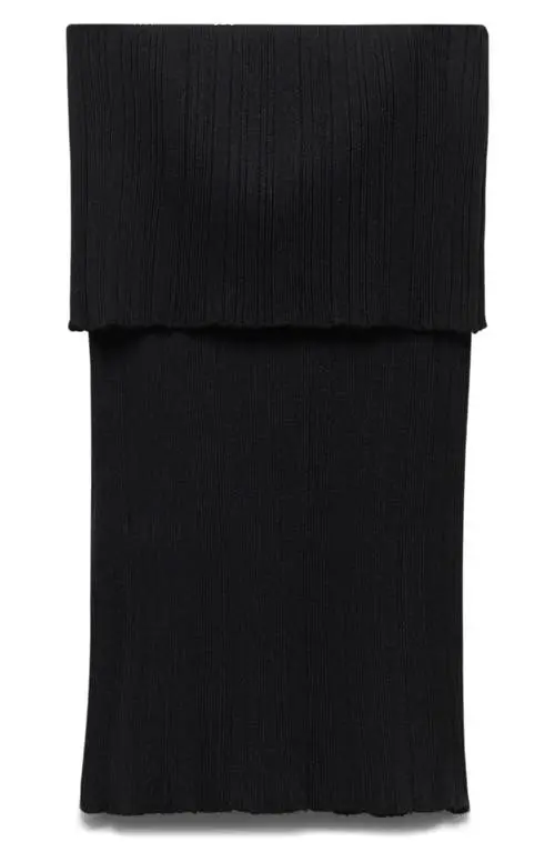 Mango Strapless Ribbed Top - Black