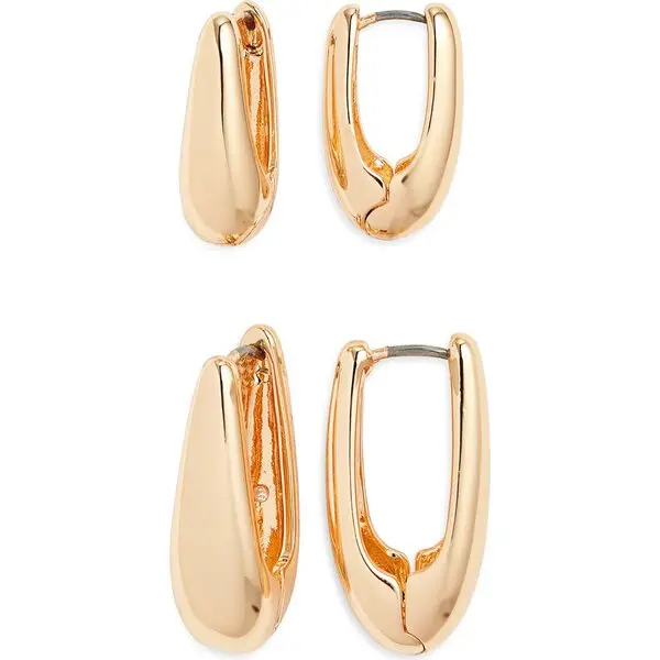 OPEN EDIT Set Of 2 Oval Hoop Earrings - Gold