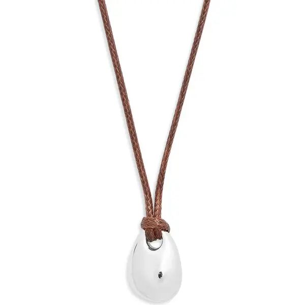 OPEN EDIT Molten Orb Pendant Necklace - Dark Brown- Silver