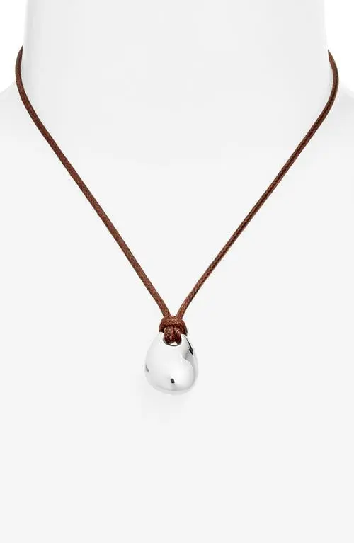 OPEN EDIT Molten Orb Pendant Necklace - Dark Brown- Silver
