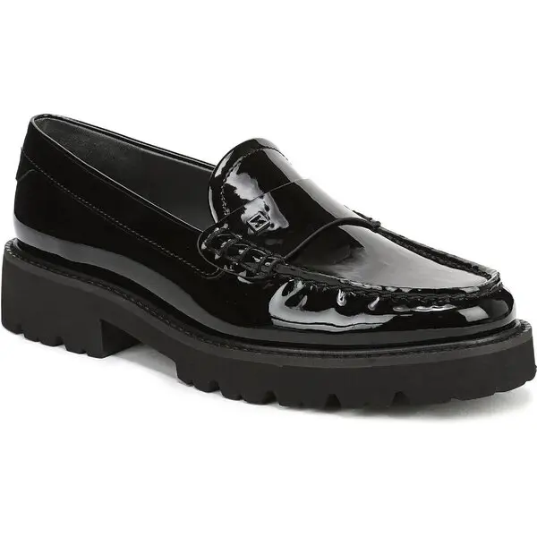 Franco Sarto Patent Loafer With Lug Sole - Black