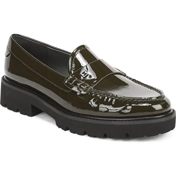 Franco Sarto Patent Loafer With Lug Sole - Green