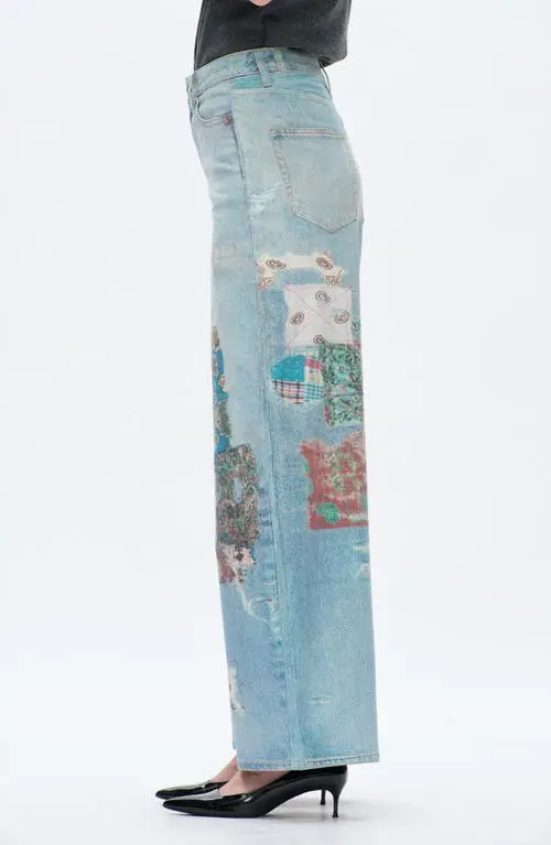 BAYEAS Printed High-waist Barrel Leg Jeans
