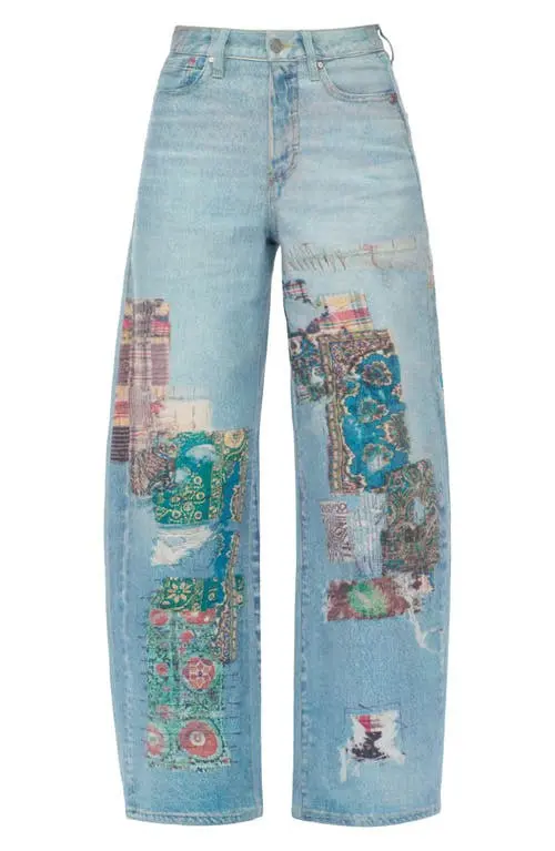 BAYEAS Printed High-waist Barrel Leg Jeans