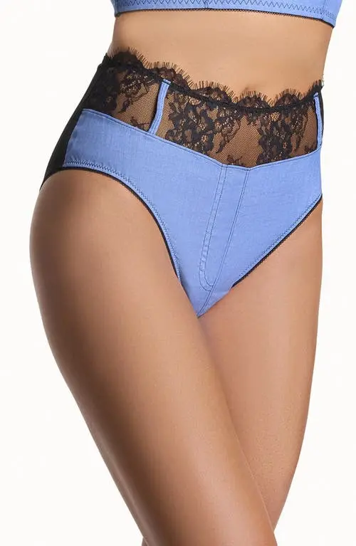 Hanky Panky X Lexi Wood Katrina Lace Trim High Waist Briefs - Denim