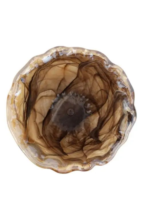 VIETRI Onda Small Rimmed Glass Bowl - Brown