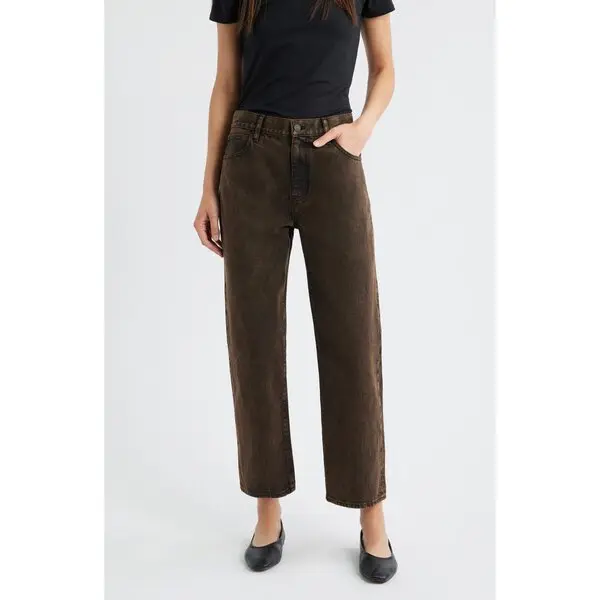 FRAME The Hang High Waist Ankle Straight Leg Jeans - Nightmoth