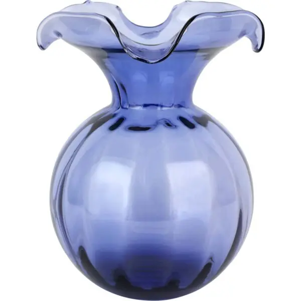 VIETRI Hibiscus Medium Fluted Glass Vase - Dark Purple