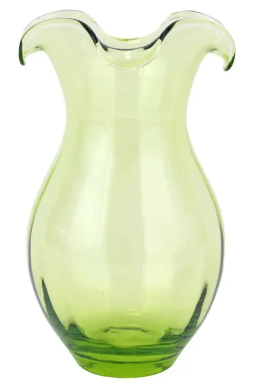 VIETRI Hibiscus Medium Fluted Glass Vase - Green