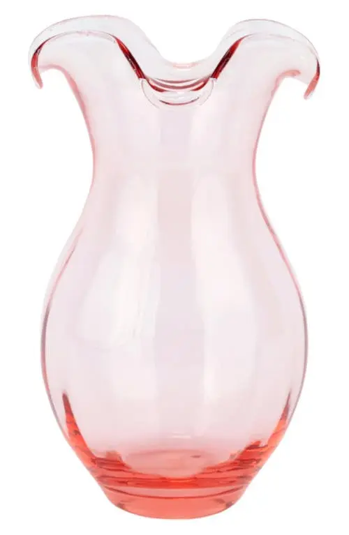 VIETRI Hibiscus Medium Fluted Glass Vase - Pink