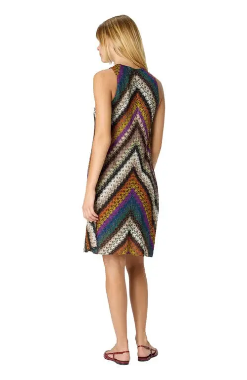 Missoni Crewneck Mini Dress With Lace Tulle - Multicoloured