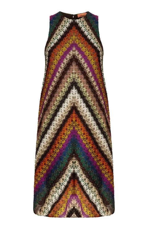 Missoni Crewneck Mini Dress With Lace Tulle - Multicoloured