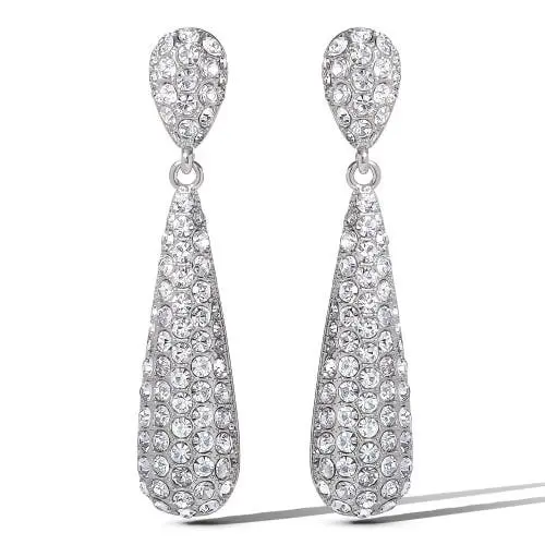 Jessica Simpson Crystal Pave Teardrop Earrings - Silver