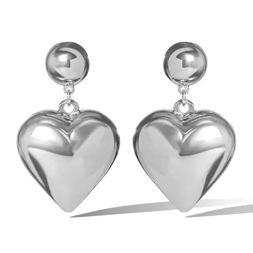 Jessica Simpson Drop Heart Dangle Earrings - Silver