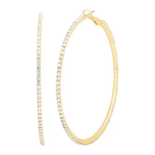 Jessica Simpson Crystal Hoop Earrings - Gold