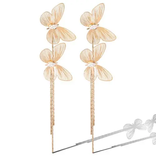 Jessica Simpson Butterfly Tasseled Drop Earrings - Gold