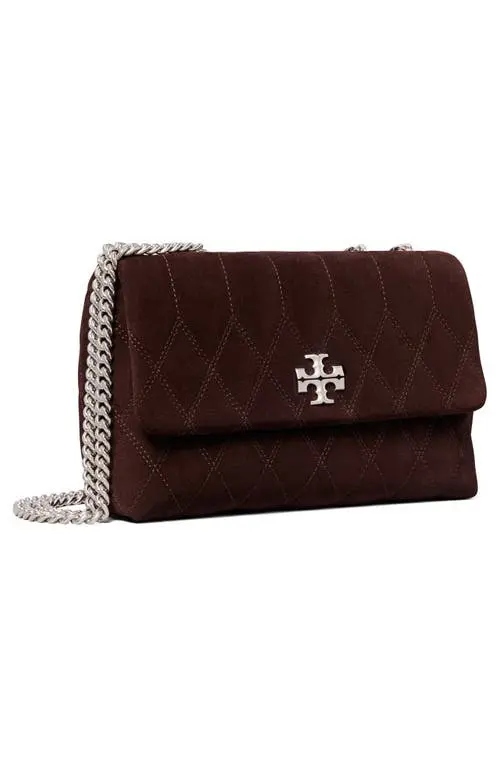 Tory Burch Small Kira Quilted Suede Convertible Shoulder Bag - Licorice