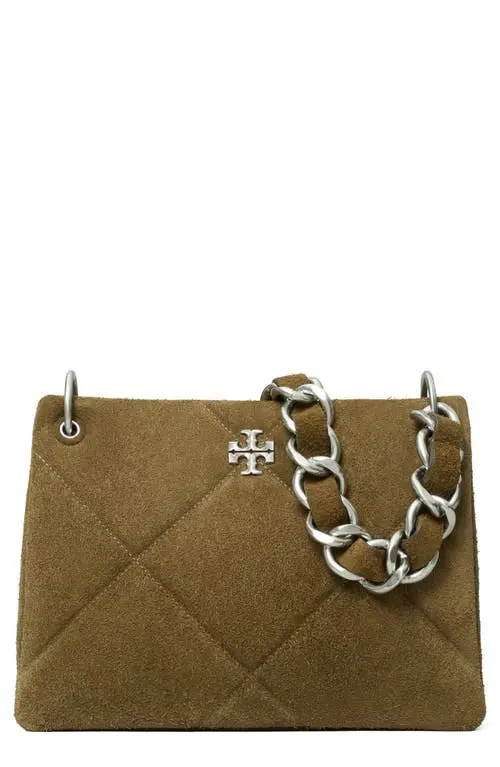 Tory Burch Small Kira Quilted Suede Shoulder Bag - Deep Olive