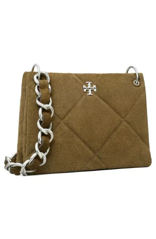 Tory Burch Small Kira Quilted Suede Shoulder Bag - Deep Olive