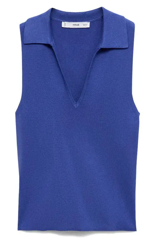 Mango Sleeveless Knit Polo - Blue