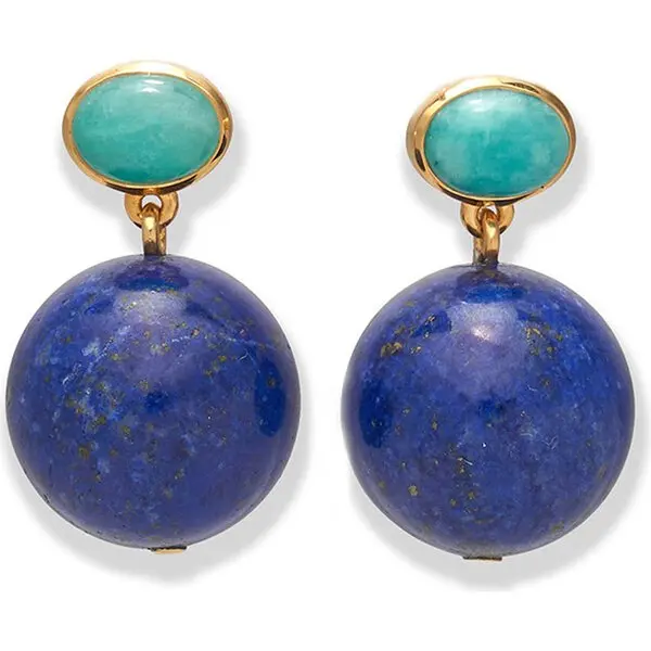 LIZZIE FORTUNATO Umbria Lapis & Amazonite Drop Earrings - Blue