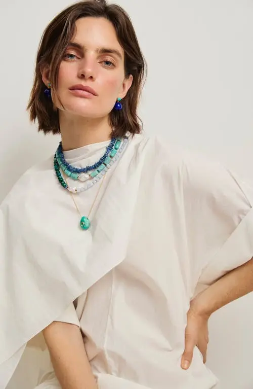 LIZZIE FORTUNATO Umbria Lapis & Amazonite Drop Earrings