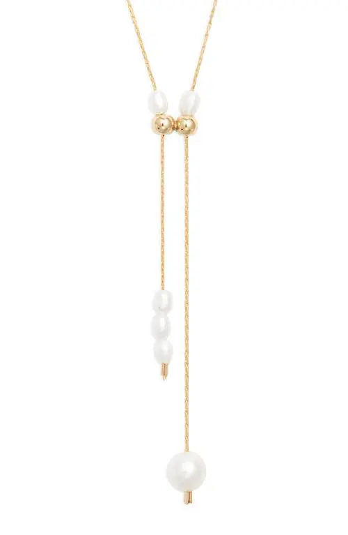 SET & STONES Zara Freshwater Pearl Lariat Necklace - Gold