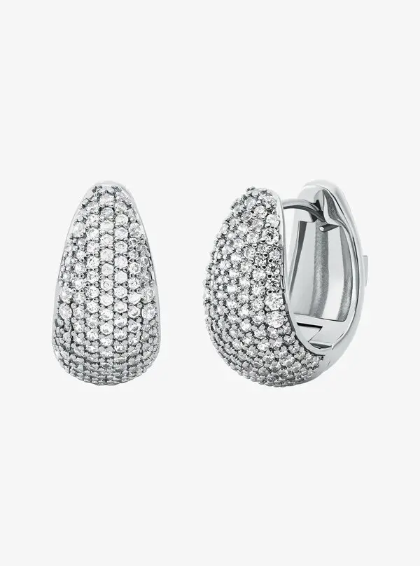 Michael Kors Precious Metal-plated Brass Pavé Teardrop Huggie Earrings - Silver