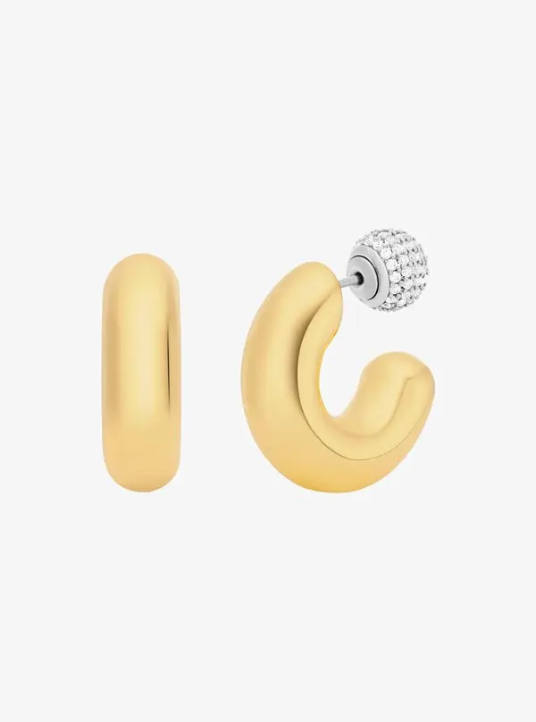 Michael Kors 2-in-1 Pavé Convertible Hoop Earrings - Silver