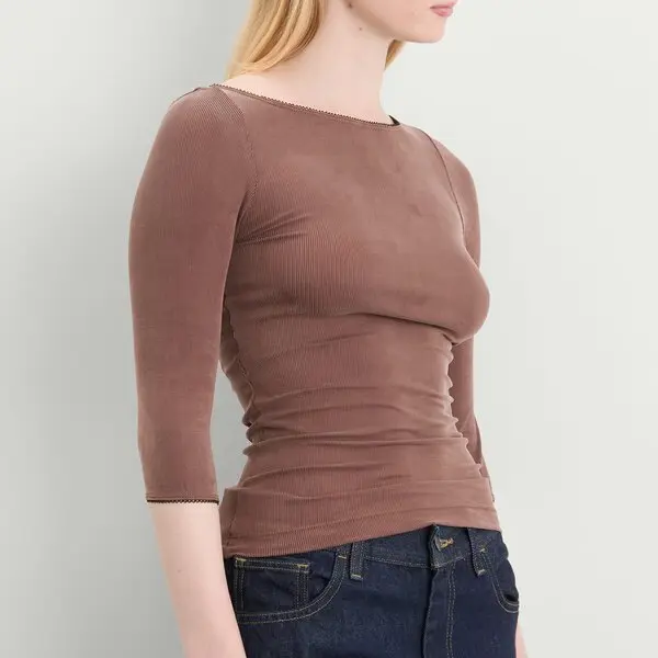 FRUITY BOOTY Second Skin 3/4 Sleeve Top - Brown